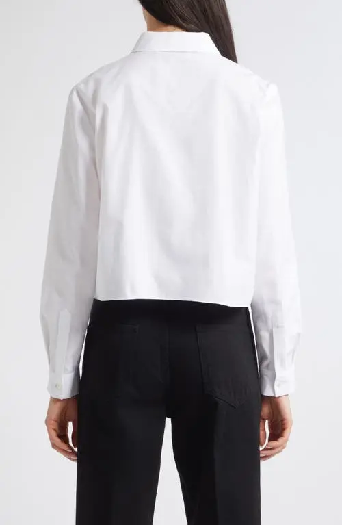 Partow Warren Cropped Stripe Bib Cotton Poplin Button-up Shirt