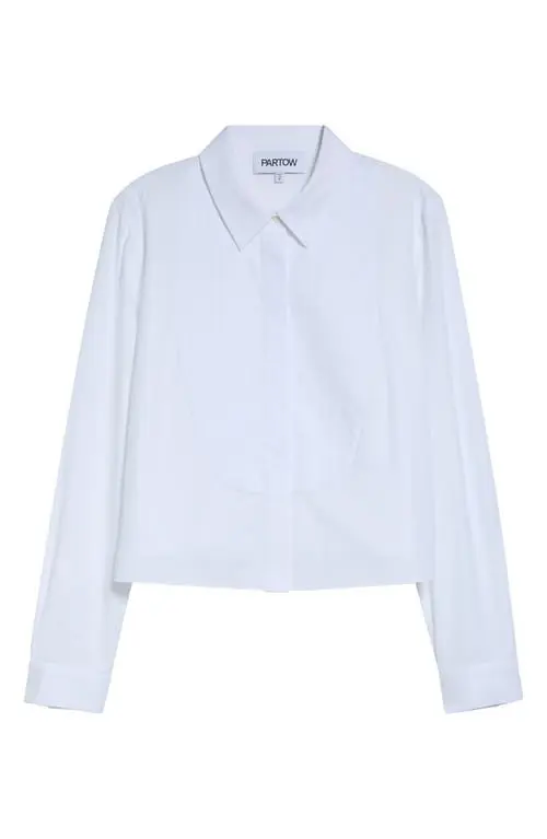 Partow Warren Cropped Stripe Bib Cotton Poplin Button-up Shirt
