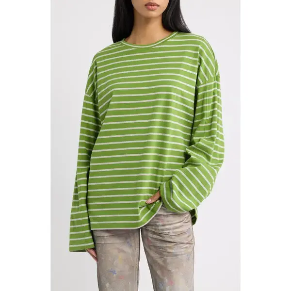 JADED LONDON Oversize Stripe Long Sleeve T-shirt - Green