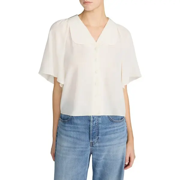 FRAME Gala Silk Short Sleeve Shirt