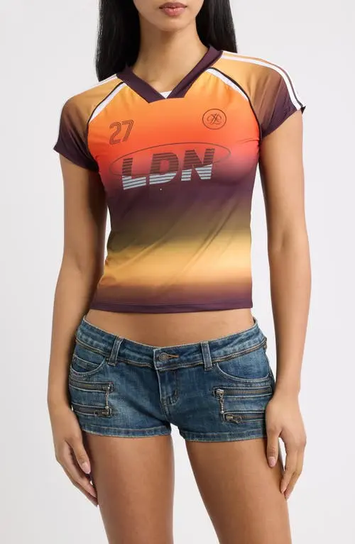 JADED LONDON Ombré Football Graphic Baby Tee - Multi