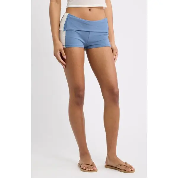 JADED LONDON Foldover Stretch Cotton Mini Shorts - Multi