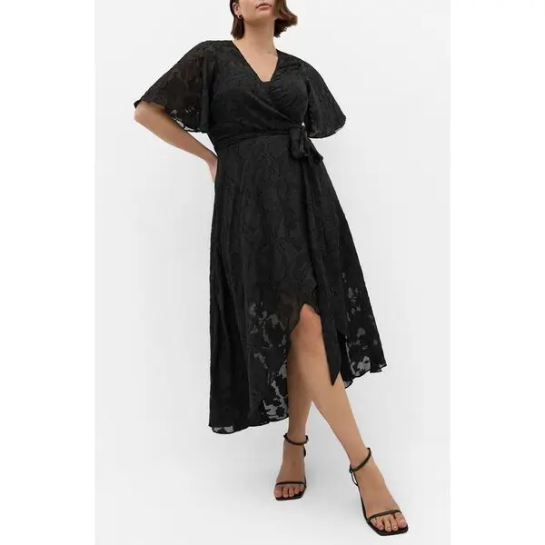 City Chic Maxi Love Burnout Wrap Dress