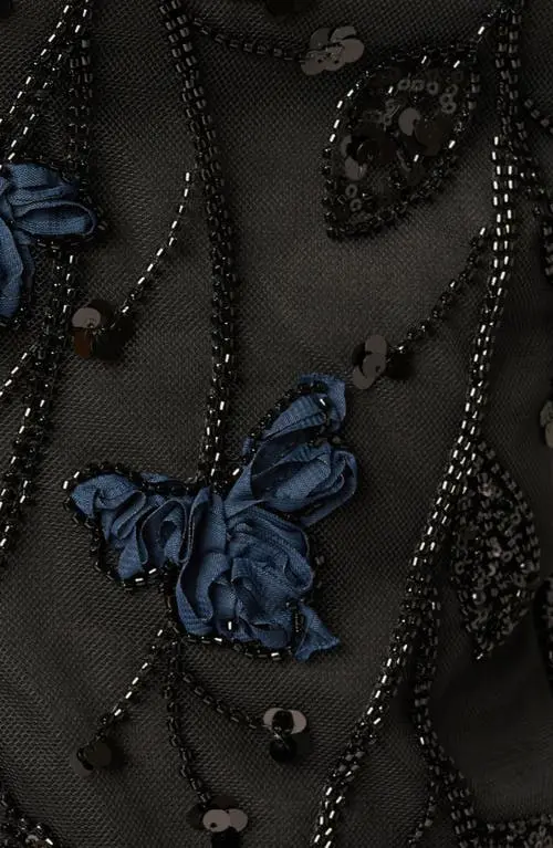 Aidan Mattox 3d Embroidered Sequin Cocktail Dress
