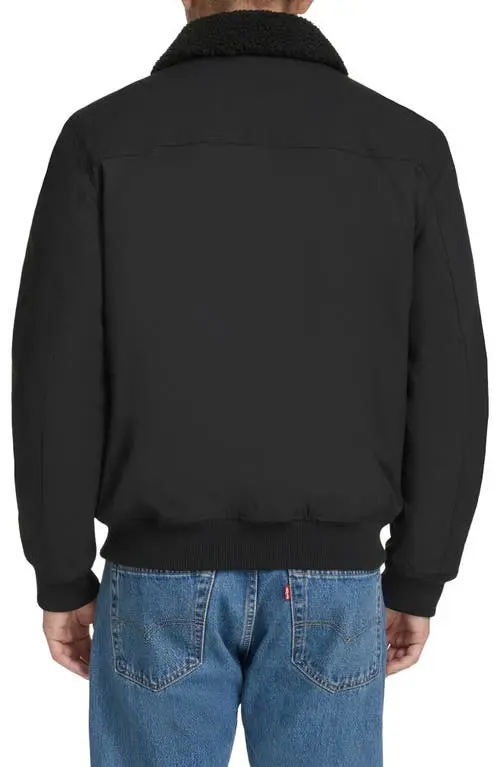 LEVI'S Water-resistant Faux Shearling Collar Canvas Bomber Jacket