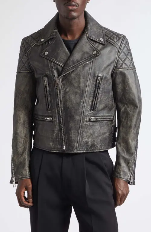 Givenchy Sunflower Back Leather Biker Jacket - Faded Black