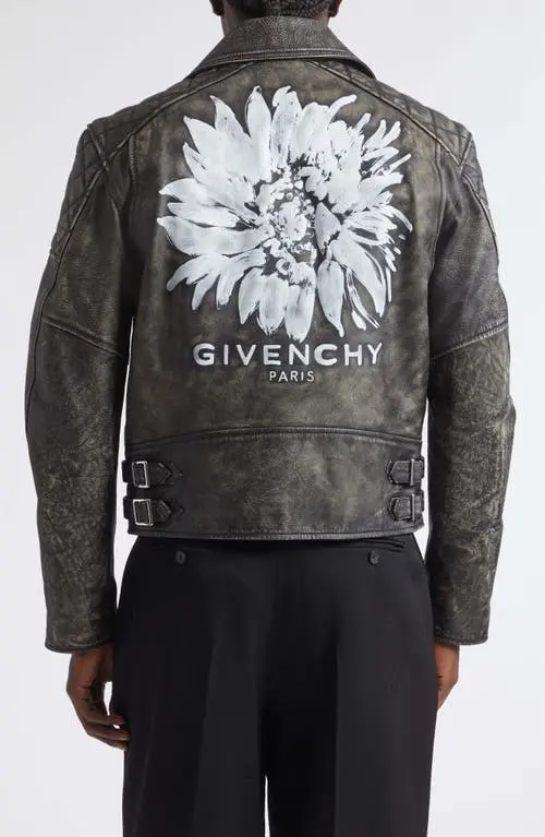 Givenchy Sunflower Back Leather Biker Jacket