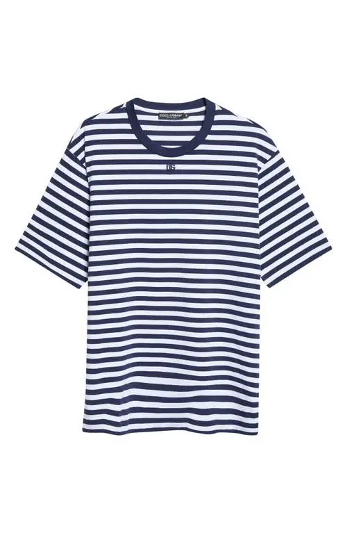 Dolce & Gabbana Embroidered Logo Stripe Stretch Cotton T-shirt