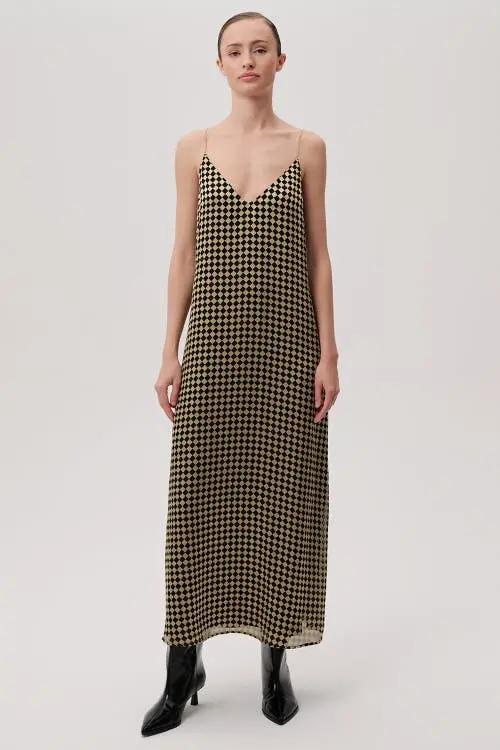 EXQUISE V-neck Strappy Midi Dress