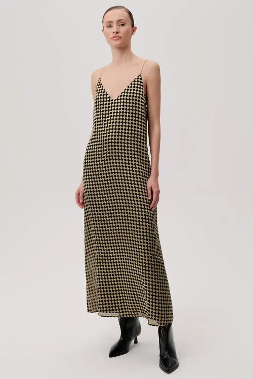 EXQUISE V-neck Strappy Midi Dress