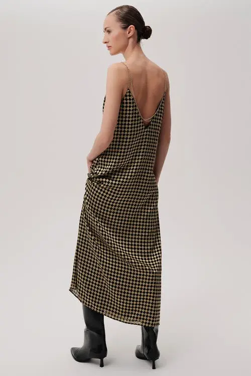 EXQUISE V-neck Strappy Midi Dress