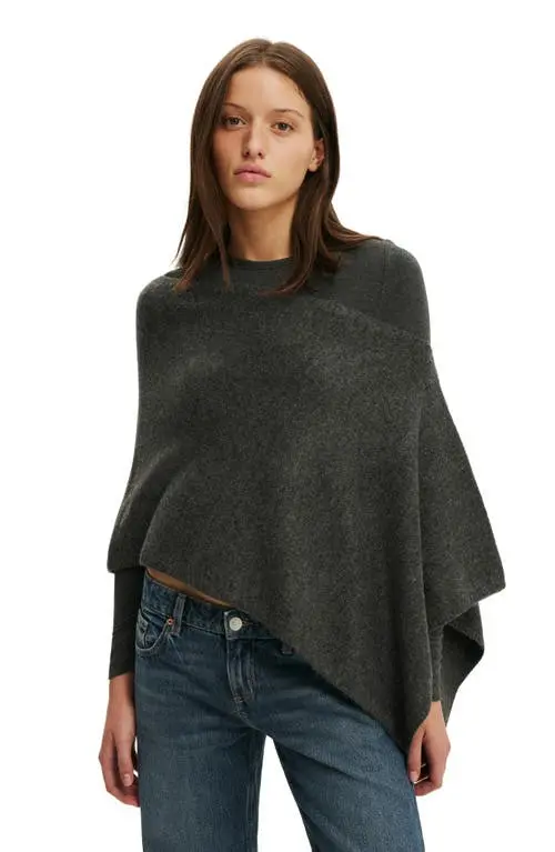 COTTON ON Softest Luxe Off Shoulder Poncho - Charcoal Marle