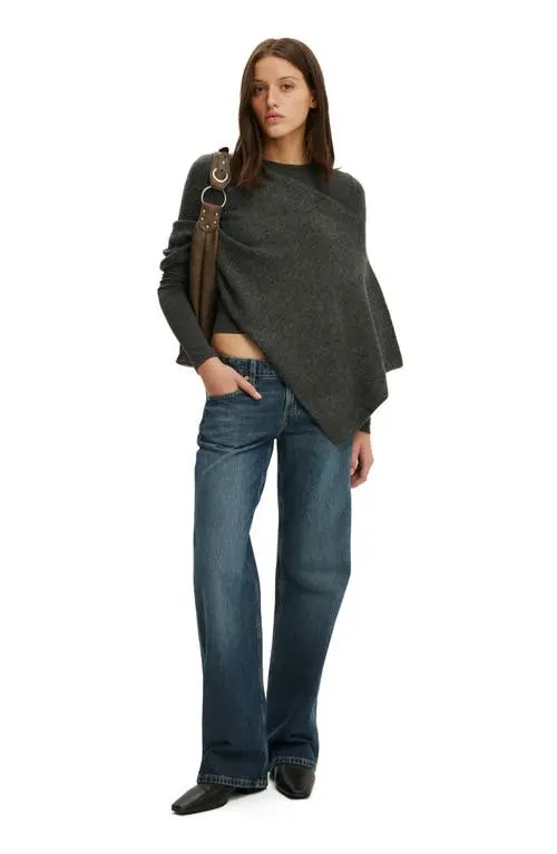 COTTON ON Softest Luxe Off Shoulder Poncho - Charcoal Marle
