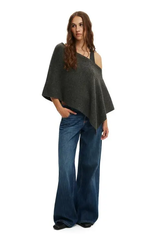 COTTON ON Softest Luxe Off Shoulder Poncho - Charcoal Marle