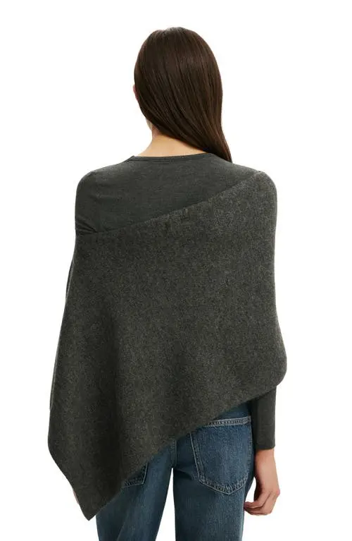 COTTON ON Softest Luxe Off Shoulder Poncho - Charcoal Marle
