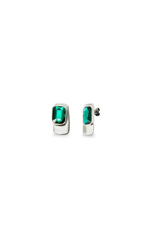 UNODE50 Earrings With Green Faceted Crystal