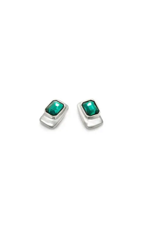 UNODE50 Earrings With Green Faceted Crystal