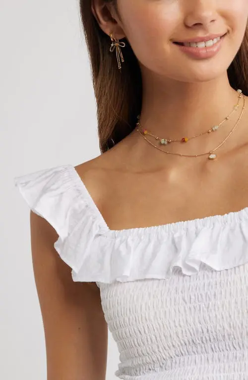 Bp. Smocked Ruffle Trim Tank - White