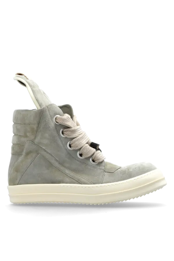 Rick Owens High-top 'jumbolace Geobasket' Sneakers In Suede