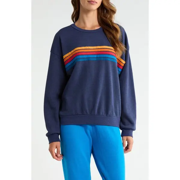 Aviator Nation 5-stripe" Crewneck Sweatshirt - Navy