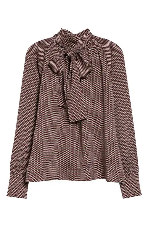 REISS Eden Microcheck Tie Neck Top