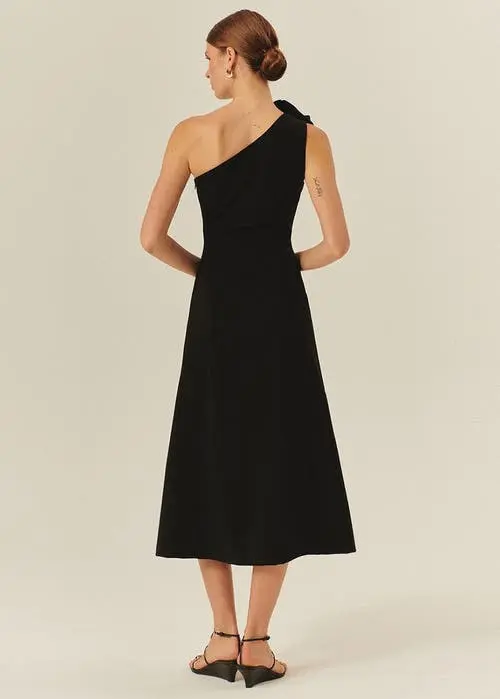 EXQUISE Emmy Midi Dress With Rose Appliqu