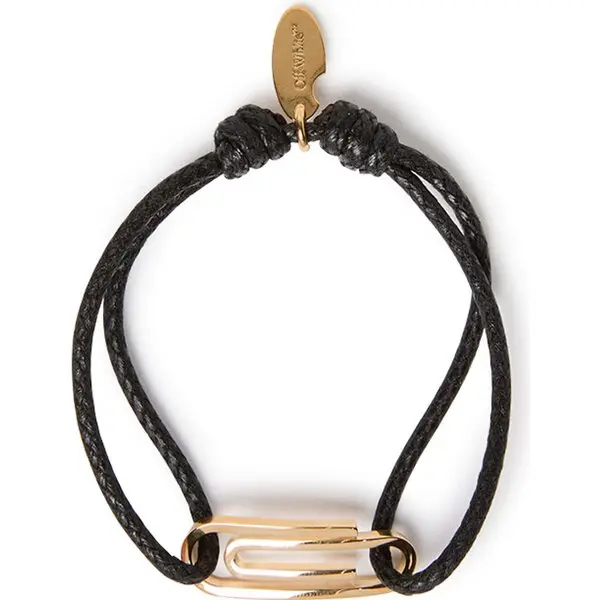 Off-White Cord Bracelet With Paperclip Detail