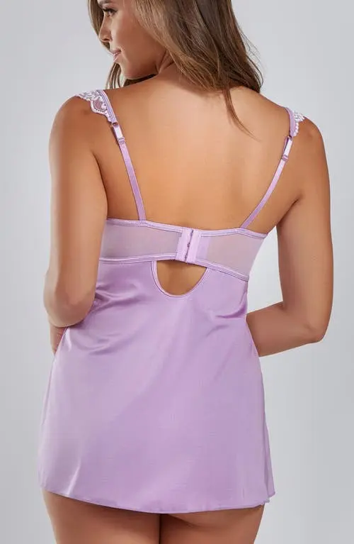 ICOLLECTION Lace & Microfiber Babydoll