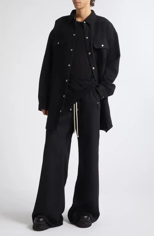 Rick Owens Oversize Tower Wool Melton Snap-up Overshirt