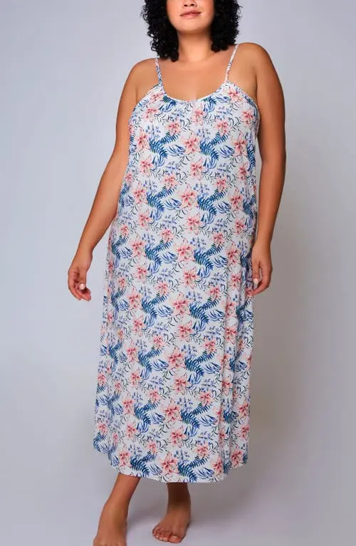 ICOLLECTION Tropical Floral Printed Long Nightgown