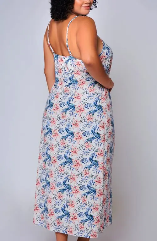 ICOLLECTION Tropical Floral Printed Long Nightgown