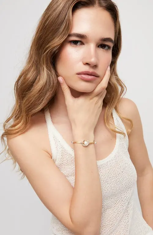 UNODE50 Camel Silk Effect Bracelet With Pearl Shell