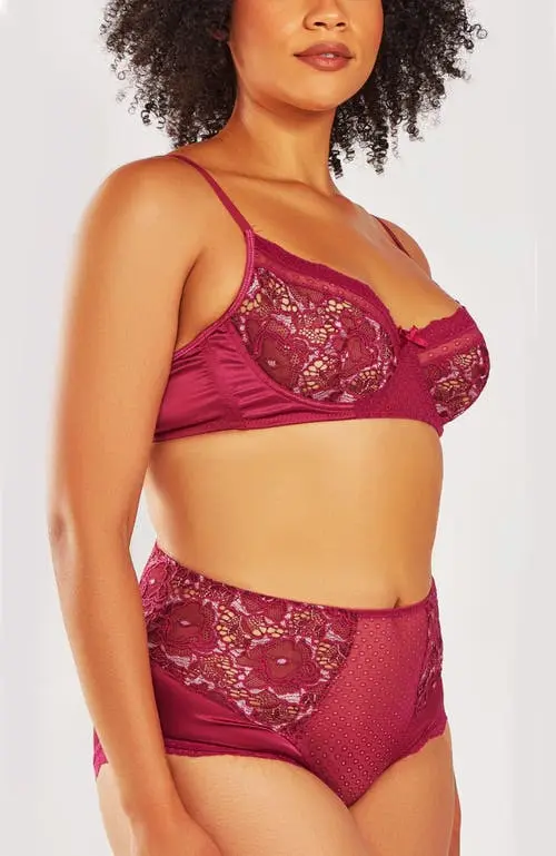 ICOLLECTION Two-toned Lace Bra & High-waist Panty Set