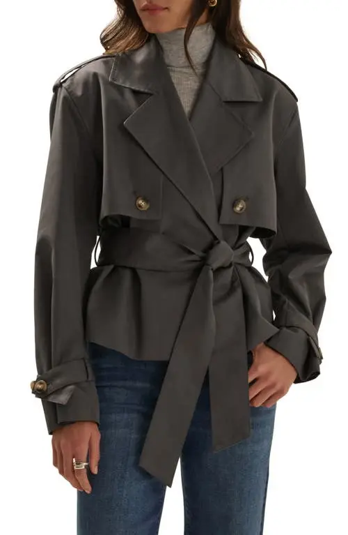 FAVORITE DAUGHTER The Cropped Charles Trench Coat - Dark Charcoal