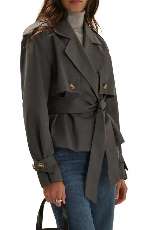 FAVORITE DAUGHTER The Cropped Charles Trench Coat - Dark Charcoal