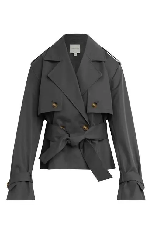 FAVORITE DAUGHTER The Cropped Charles Trench Coat - Dark Charcoal