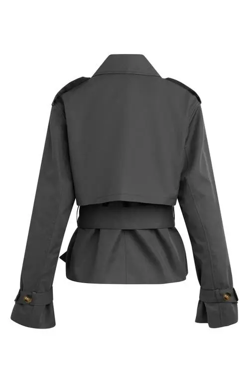 FAVORITE DAUGHTER The Cropped Charles Trench Coat - Dark Charcoal