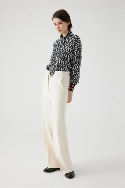 EXQUISE High-waist Wide-leg Trousers