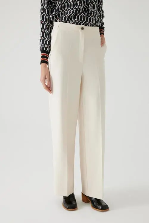 EXQUISE High-waist Wide-leg Trousers