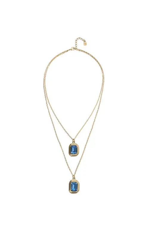 UNODE50 Double Layer Necklace With Blue Crystals - Gold