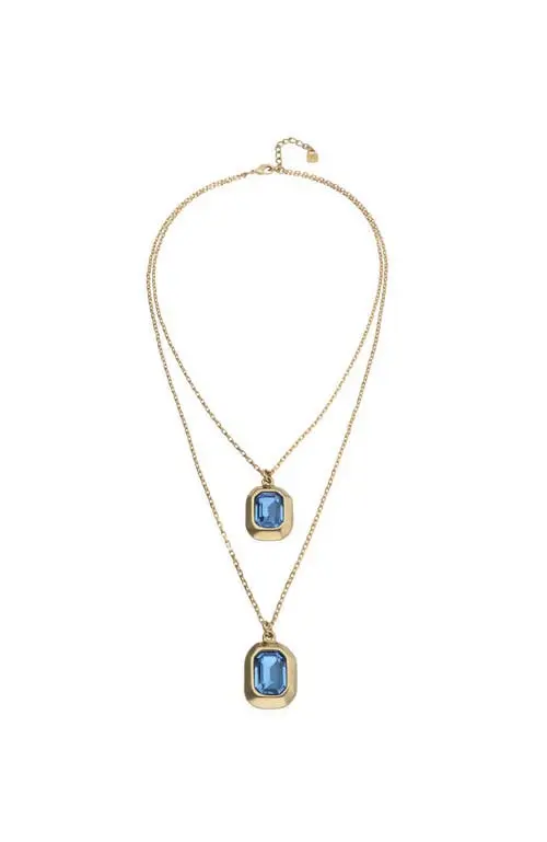 UNODE50 Double Layer Necklace With Blue Crystals