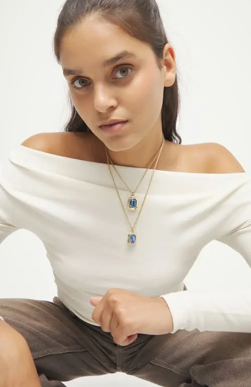 UNODE50 Double Layer Necklace With Blue Crystals