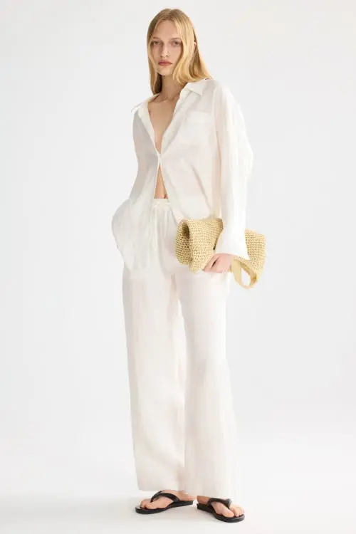 OROLAY Oversized Linen Shirt - White