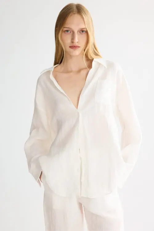 OROLAY Oversized Linen Shirt - White
