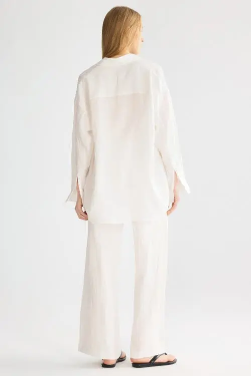 OROLAY Oversized Linen Shirt - White