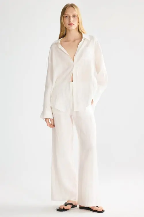 OROLAY Oversized Linen Shirt - White