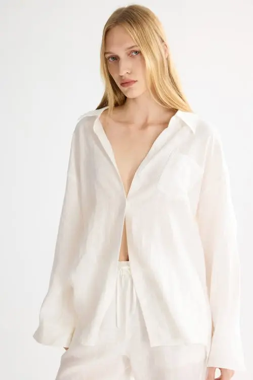 OROLAY Oversized Linen Shirt - White