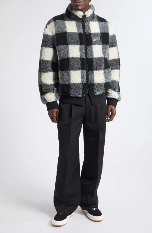 Givenchy Buffalo Check Fleece Zip Jacket - Black/white