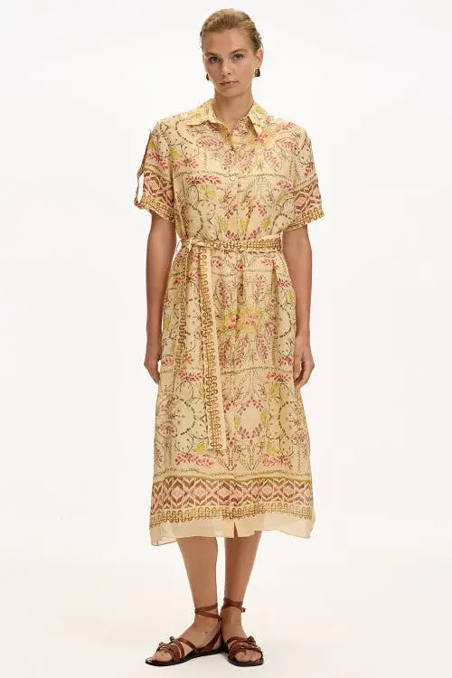 EXQUISE Abbey Short Sleeve Printed Midi Dress