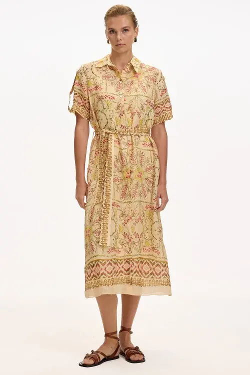 EXQUISE Abbey Short Sleeve Printed Midi Dress